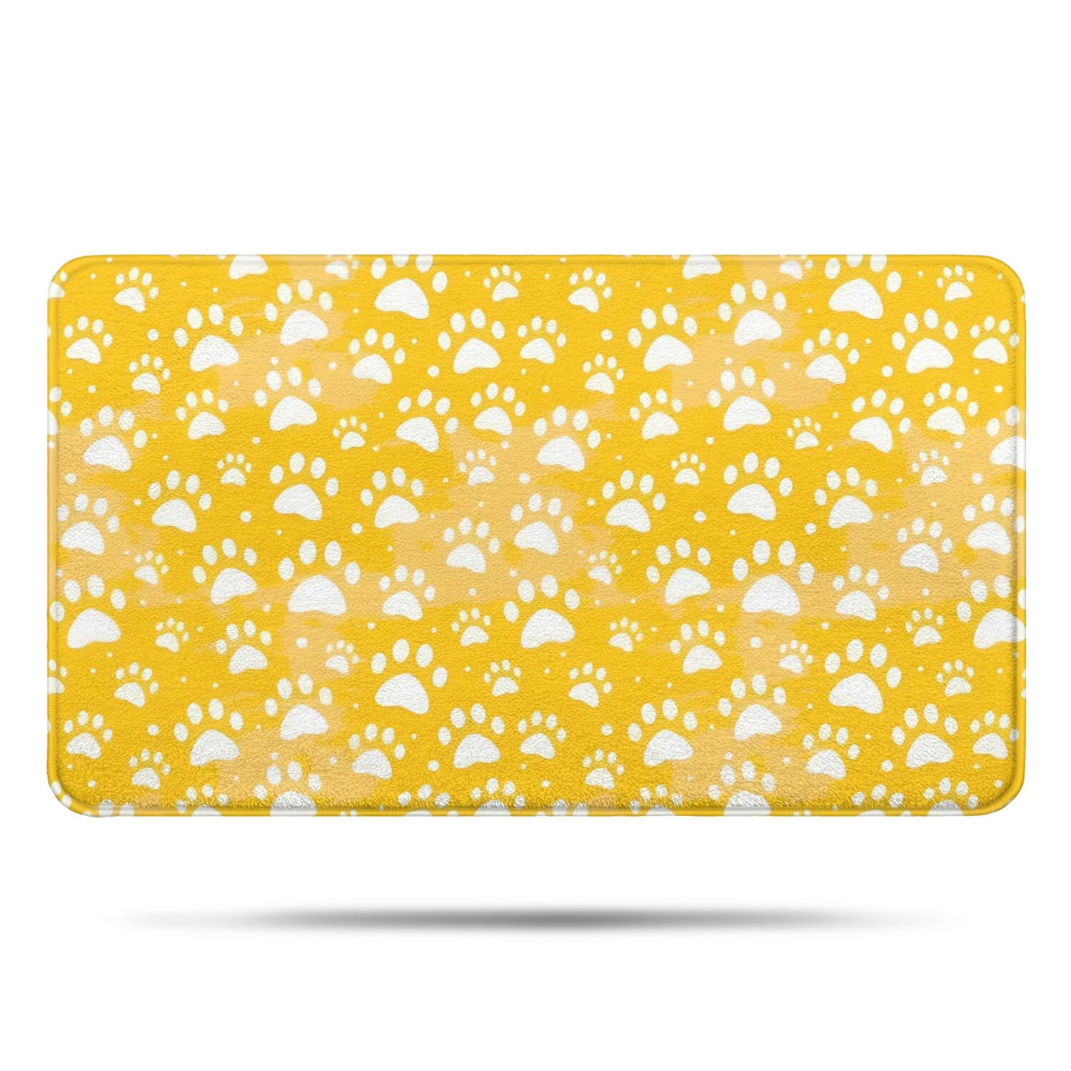Yellow Dog Paw Footprint Bathroom Rugs Mat,Non Slip Microfiber Bathroom ...