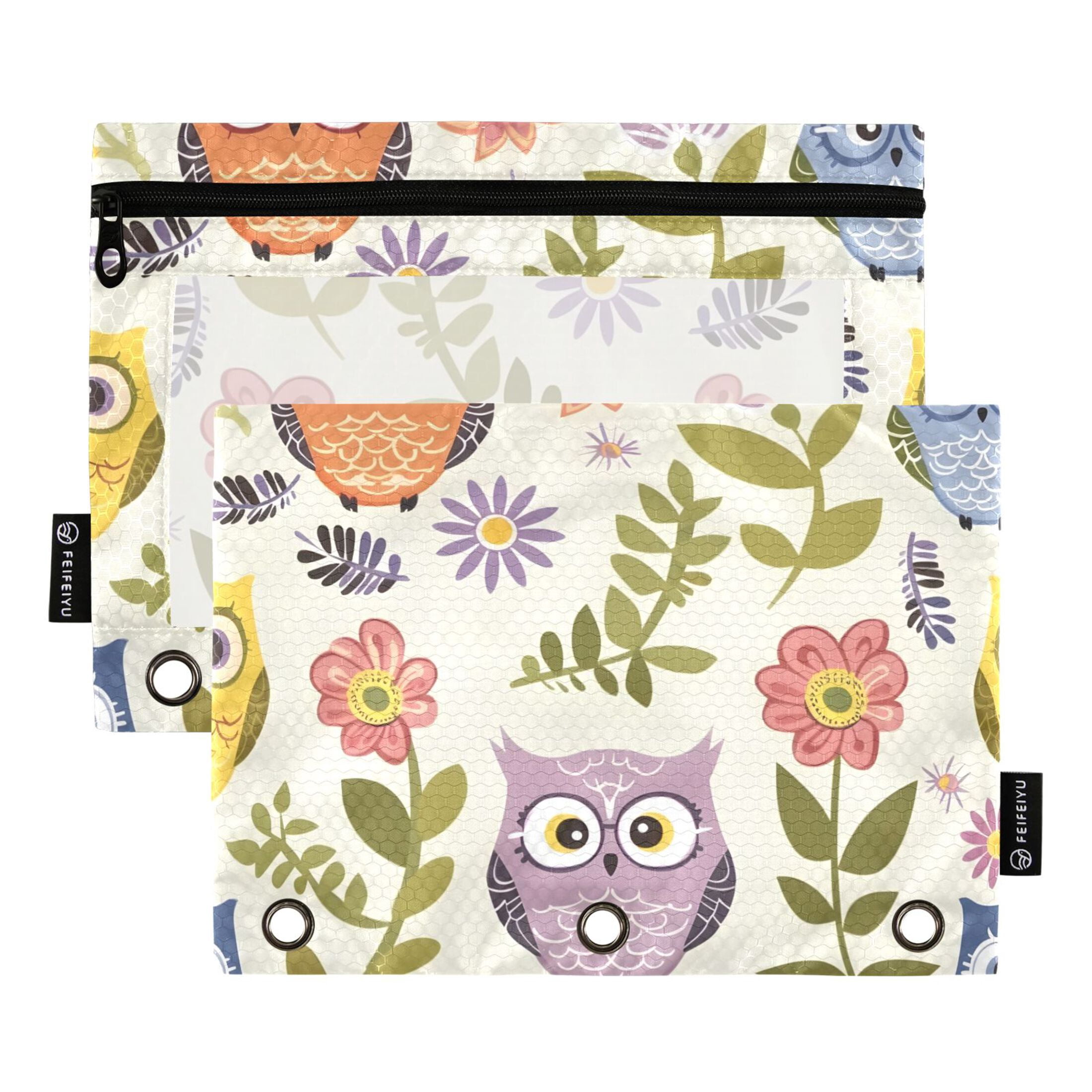 Yellow Dot Easter Eggs Daisies Binder Pouches Zipper Pocket Document ...