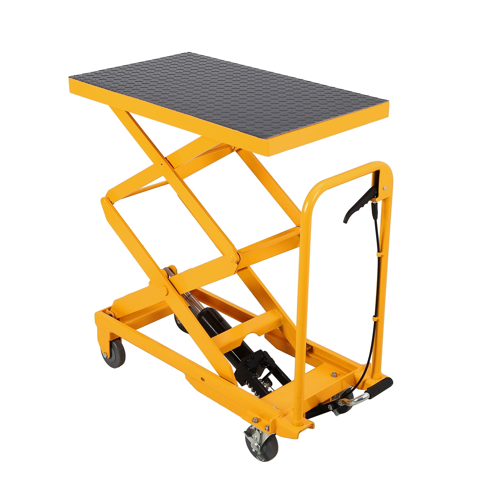 Yellow Double Scissor Hydraulic Lift Table Cart, 500lbs Capacity 48 ...