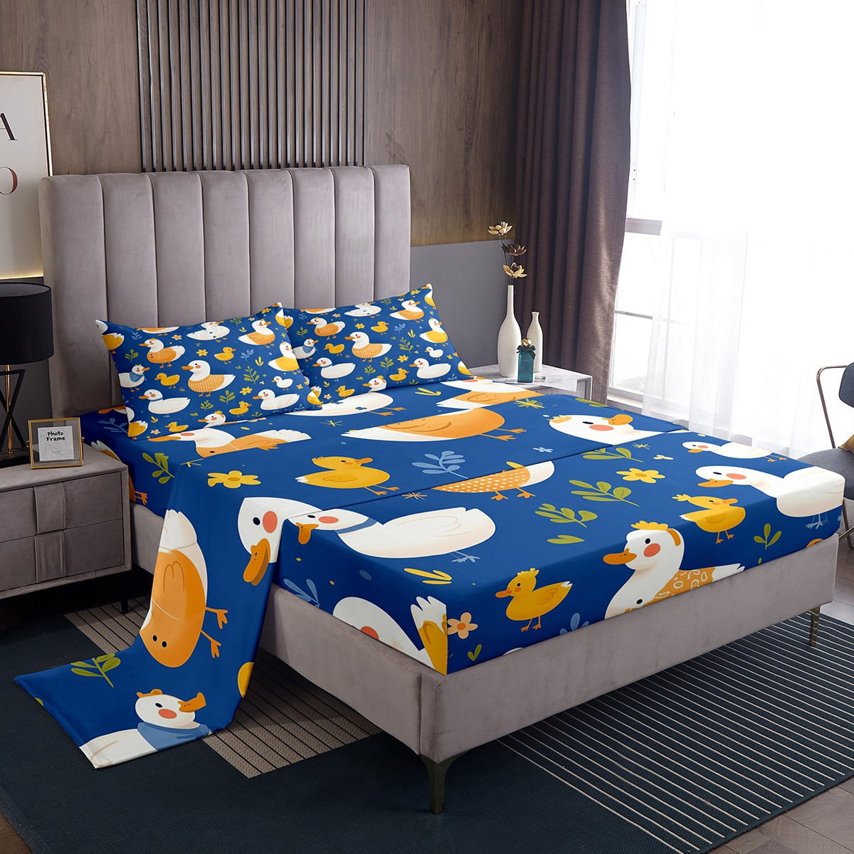 Yellow Duck Bed Sheets Set Kawaii Duck Painting Full Sheet Set,Cute ...
