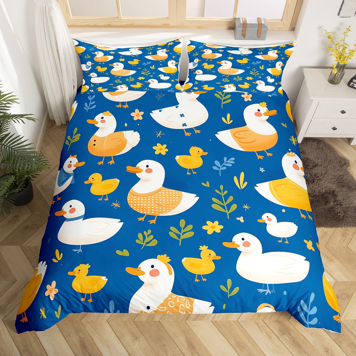 Yellow Duck Comforter Cover Kawaii Duck Painting Full Bedding Set,Cute ...
