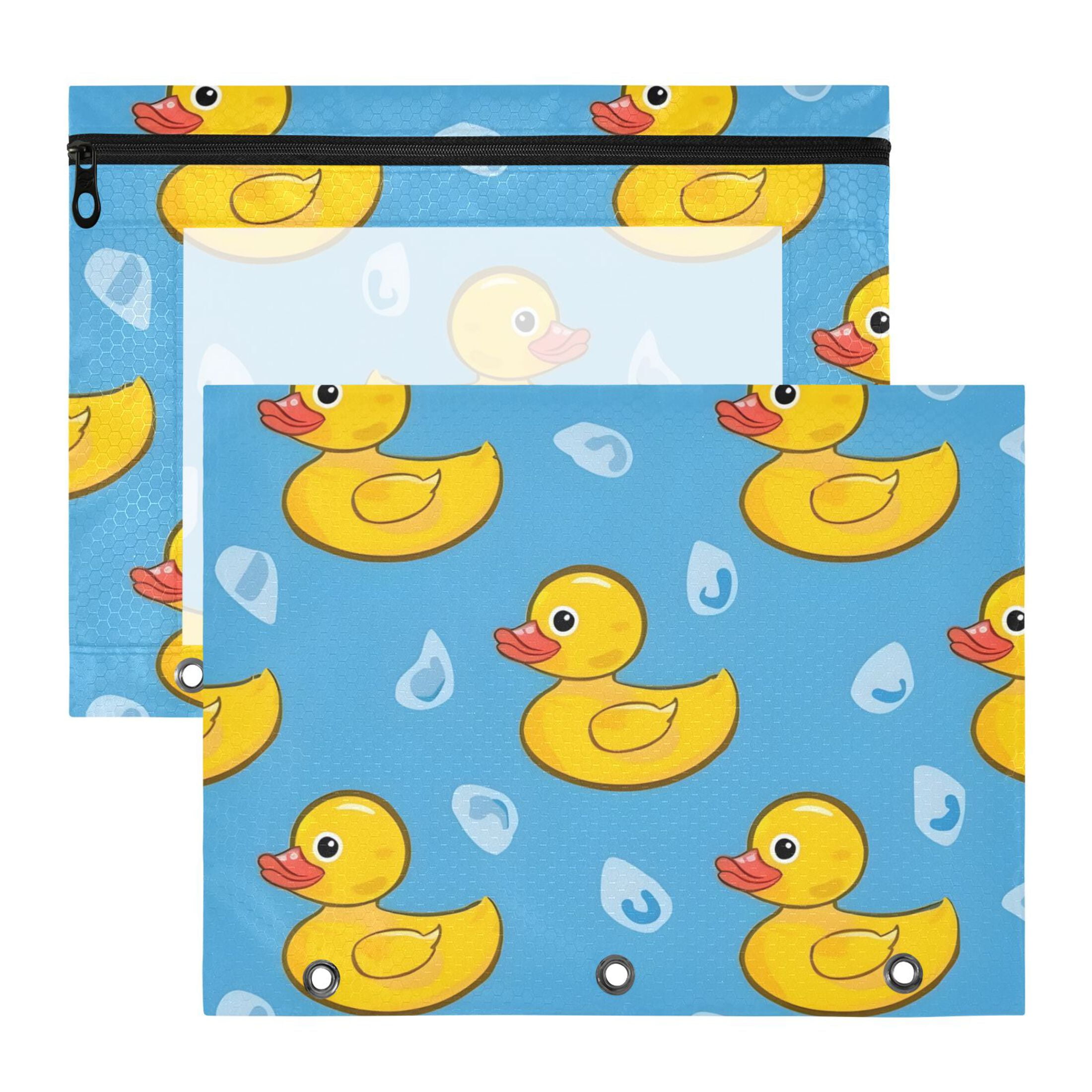 Yellow Duck Raindrops 3-Ring Binder Pouches A4 Size Zipper Pocket File ...