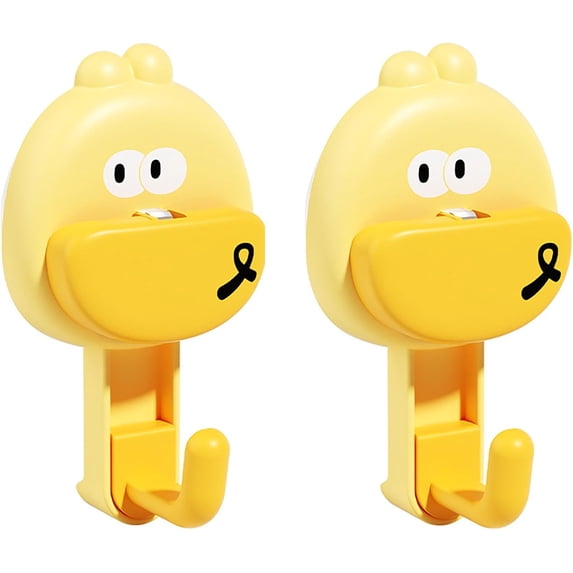 Yellow Duck Suction Cup Hooks, 2 Pack Movable Thick Plastic 4.2 Inch ...