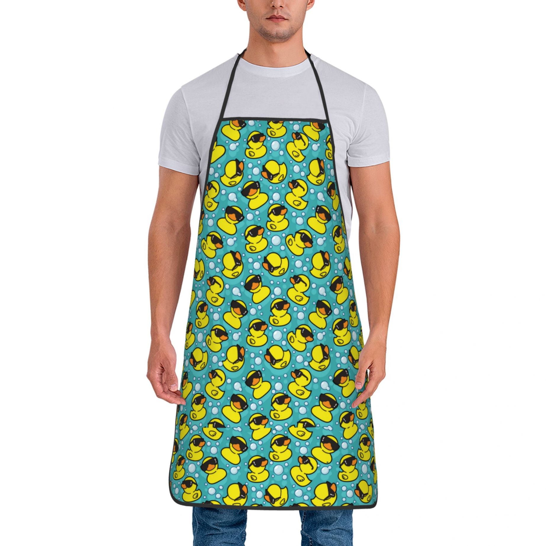 Yellow Duck Sunglasses Teal Blue Aprons for Women Men Waterproof Apron ...