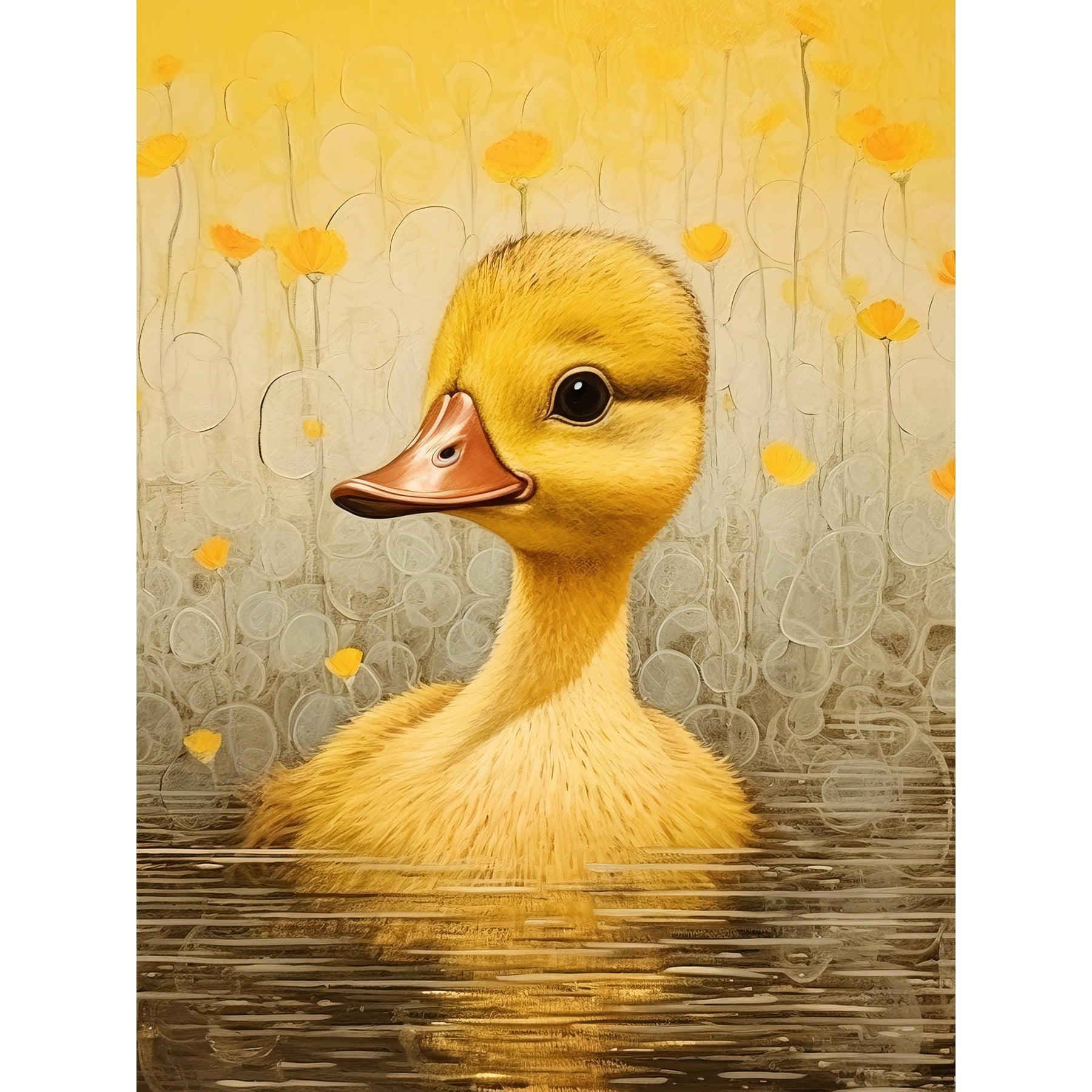 Yellow Duckling Kids Bedroom Baby Nursery Calm Elegant Artwork Extra ...