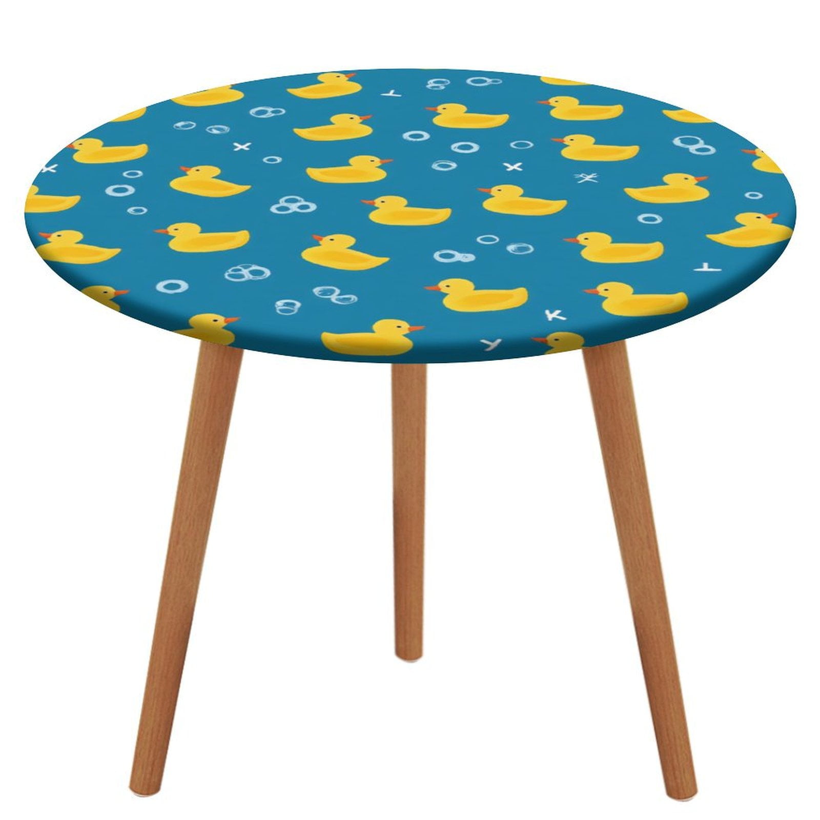 Yellow Ducks And Bubbles Pattern Pattern Round Tablecloth Waterproof ...