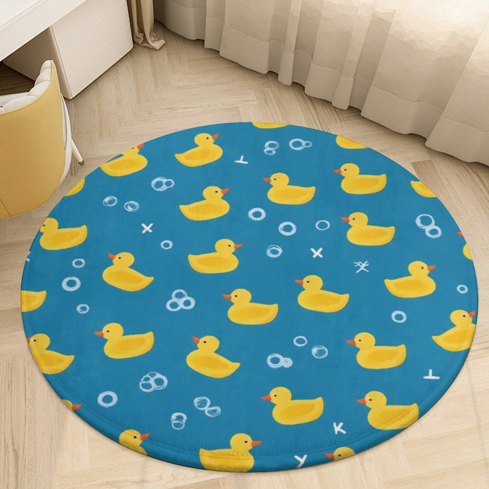 Yellow Ducks And Bubbles Pattern Round Area Rugs for Bedroom Living ...