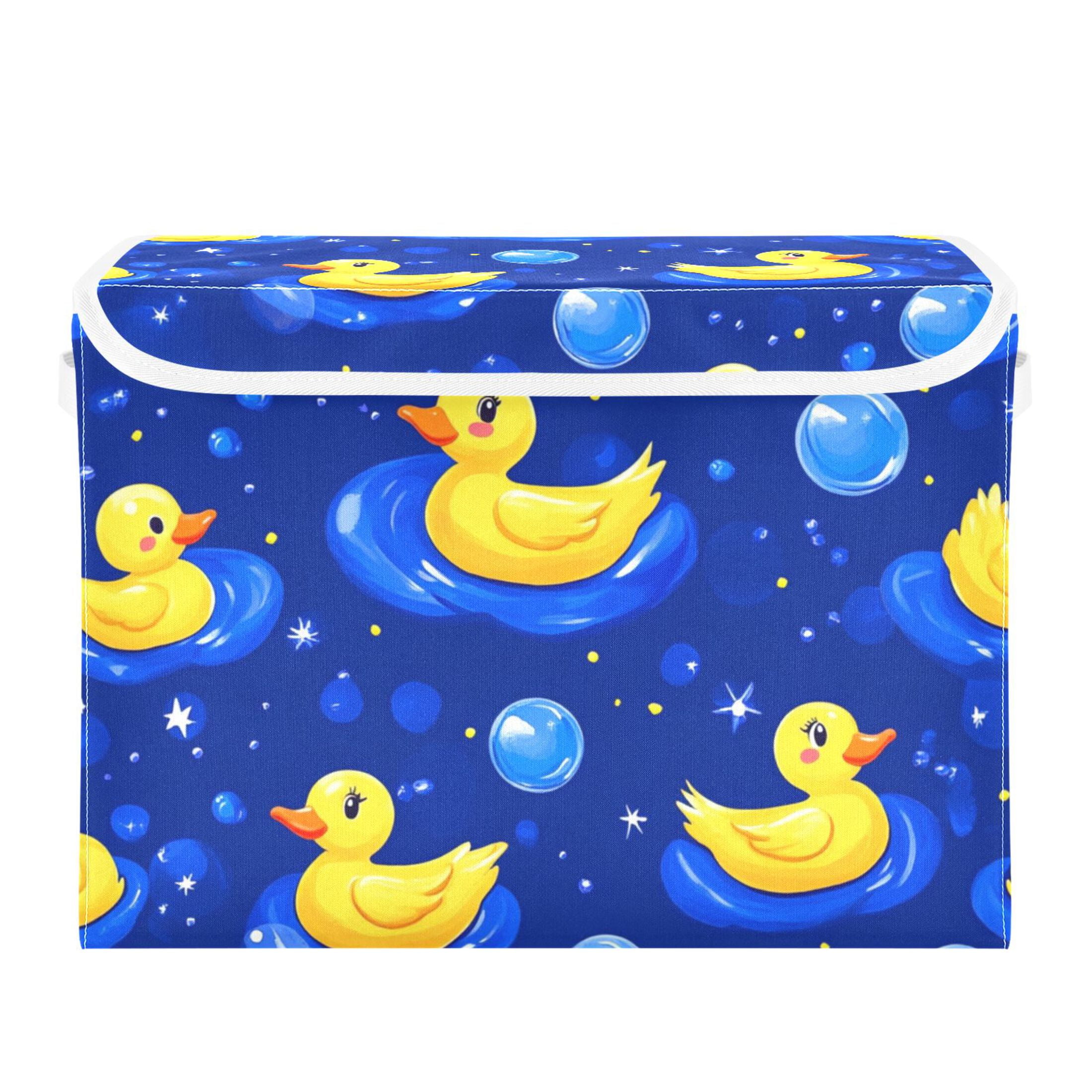 Yellow Ducks and Bubbles Large Storage Bins with Linen Collapsible Lid ...