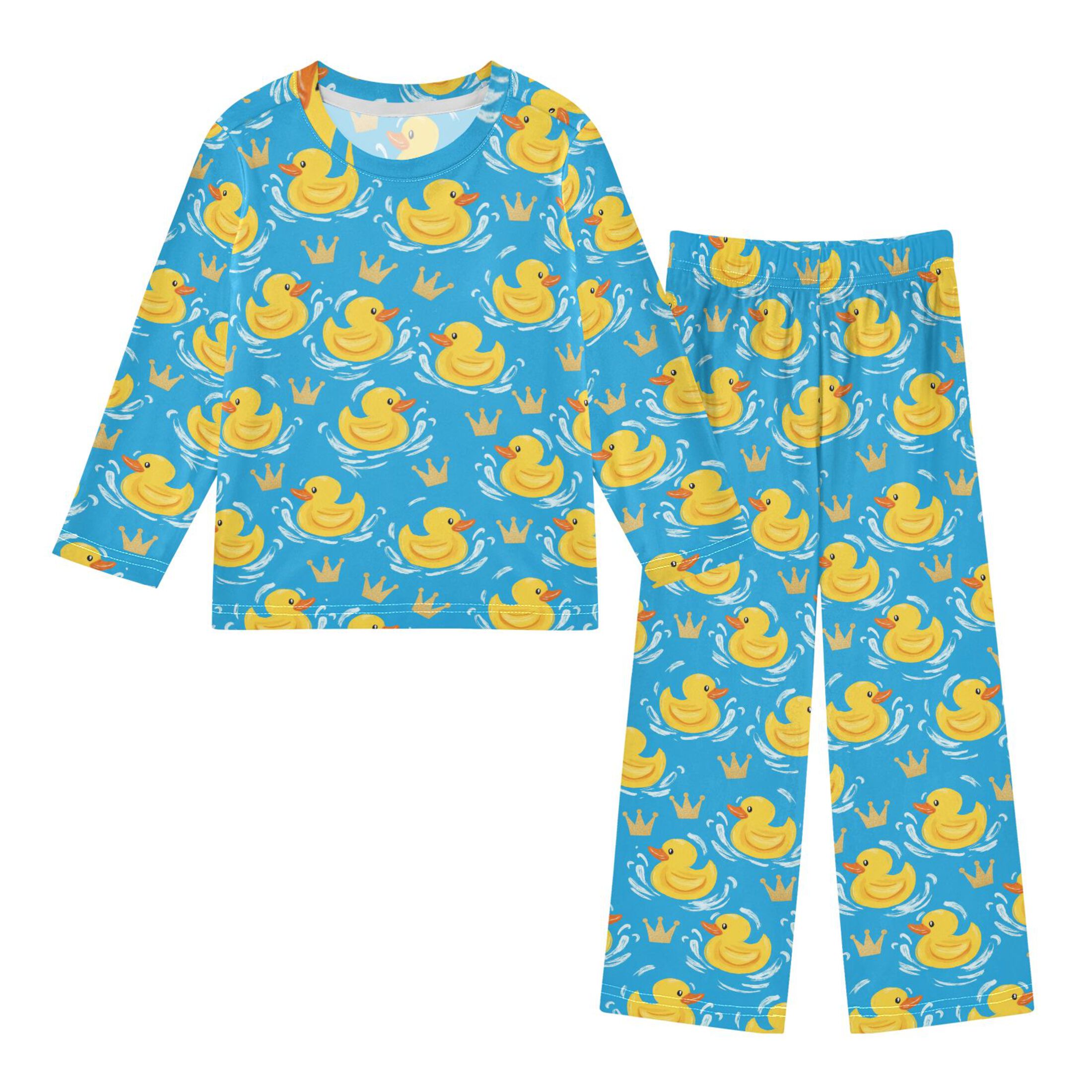 Yellow Ducks in Water Blue Cozy Soft Long Sleeves Top and Pants 2 Piece ...