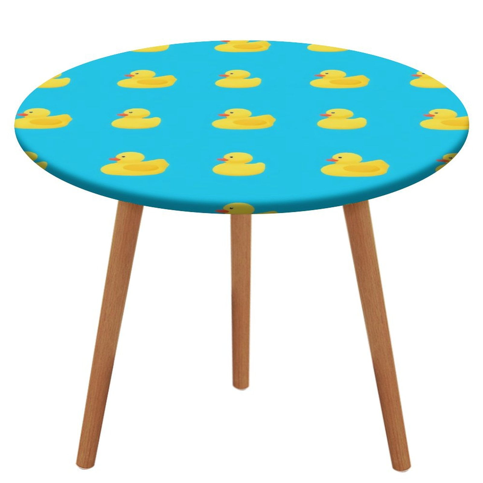 Yellow Ducks on Blue Background Pattern Round Tablecloth Waterproof ...