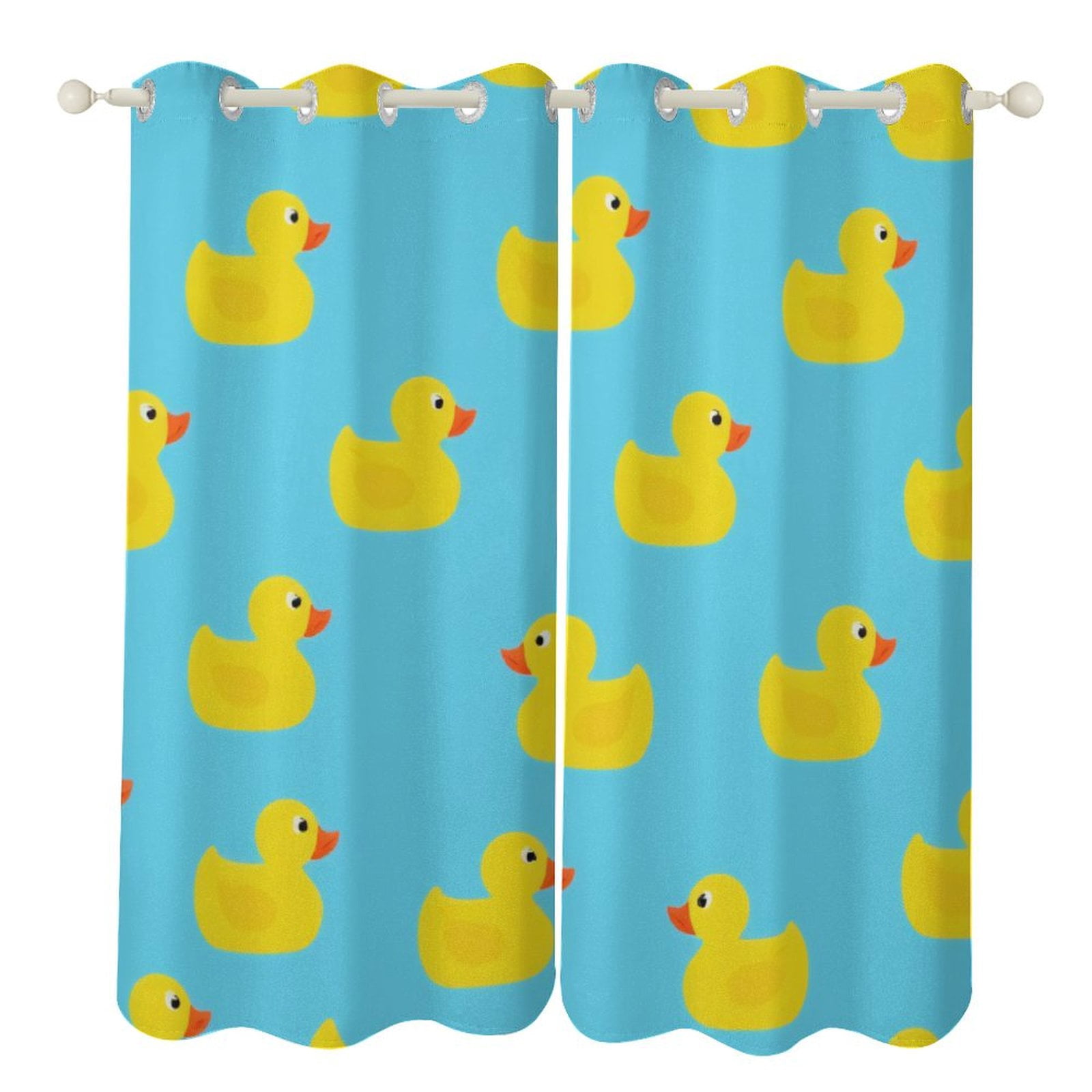 Yellow Ducks on Blue Luxury Window Curtains Blinds for Living Room Kids ...