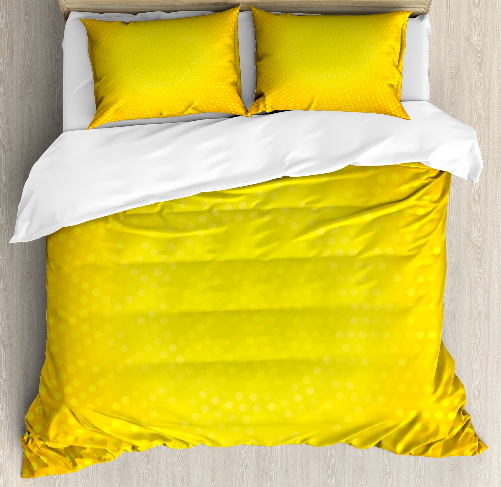 Yellow Duvet Cover Set, Illustration Art with Ombre Style Circle in ...