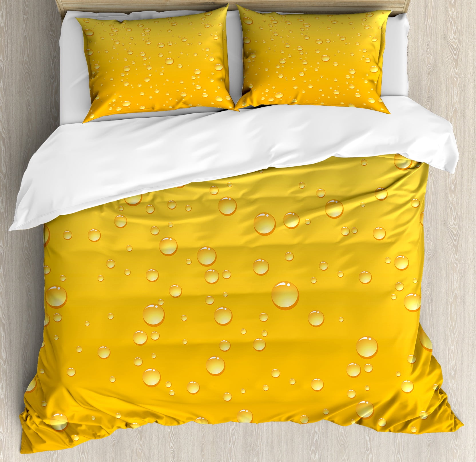 Yellow Duvet Cover Set, Ombre Background Like Beer in a Glass Water ...