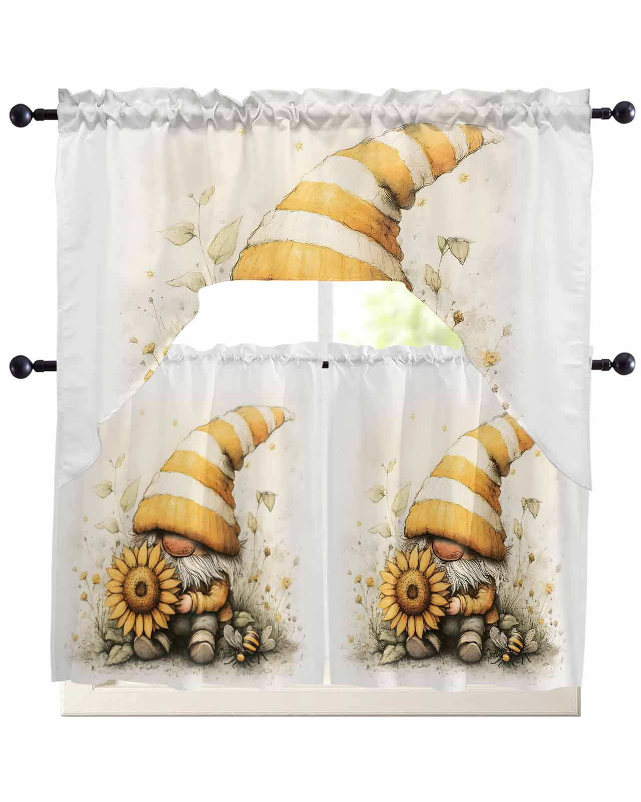 Yellow Dwarf Kitchen Curtains Swag Valance and Tier Curtains Set 36 ...