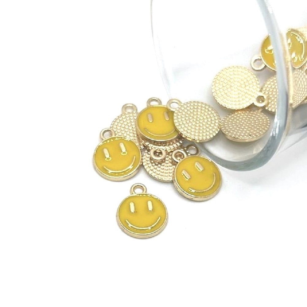 Yellow Enamel Smiley Face Charms, 14x12m - Walmart.com
