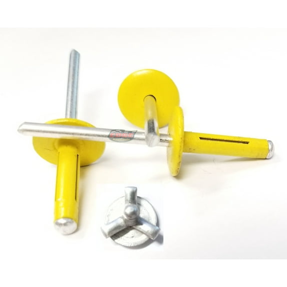 Yellow Pop Rivets 3/16" Tri-Fold Large Head Aluminum Mandrel .040 ...