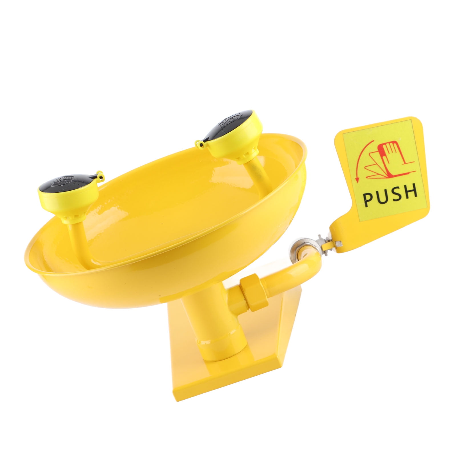 Yellow Eye Wash Station Dual Spray Heads Eye Washer 304 Stainless Steel ...