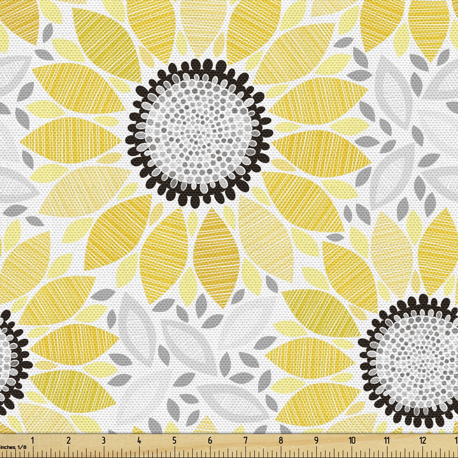 Ambesonne Yellow Fabric by the Yard Upholstery, Sun Flower Nature Art ...