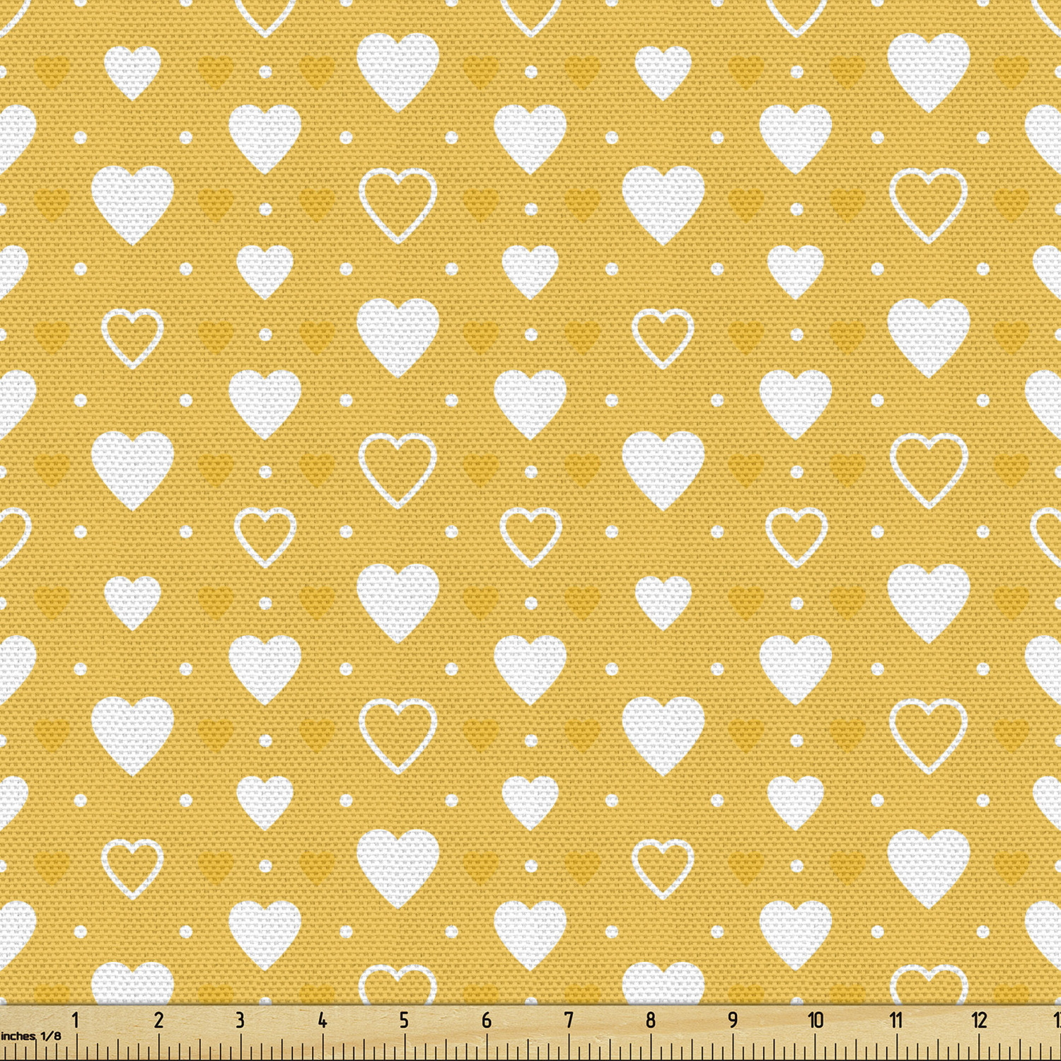 Ambesonne Romantic Fabric by the Yard Upholstery, Heart Shapes and Dots ...