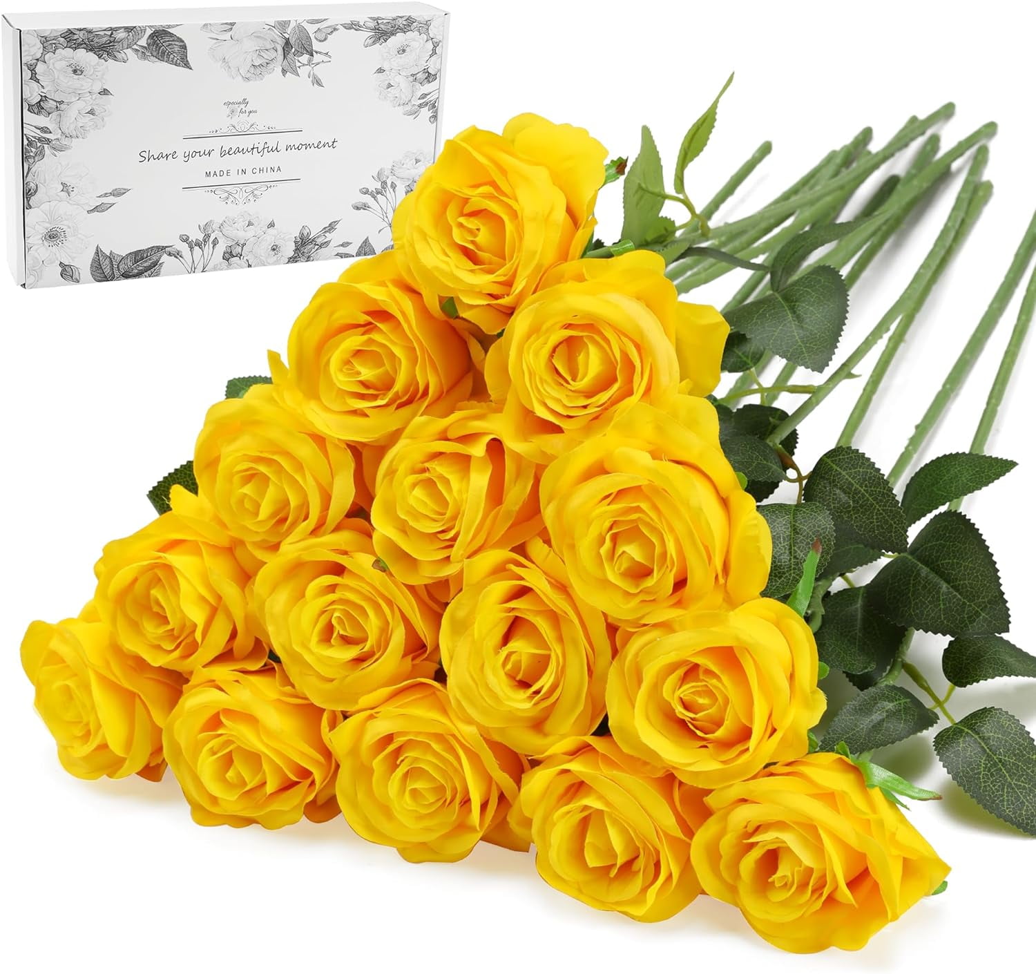 Yellow Fake Roses Artificial Flowers - Fake Artificial Roses Silk ...