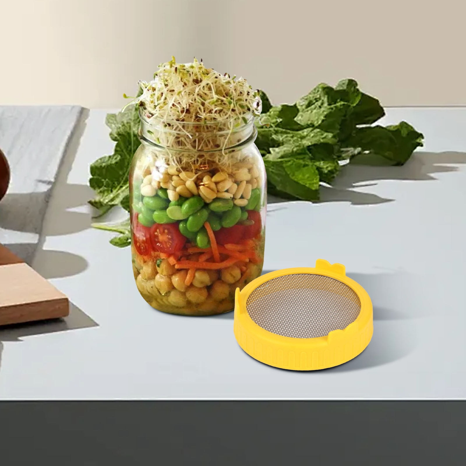 Yellow Filter Net Bean Sprout Cover - Mason Jar Sprouting Lid Stainless ...