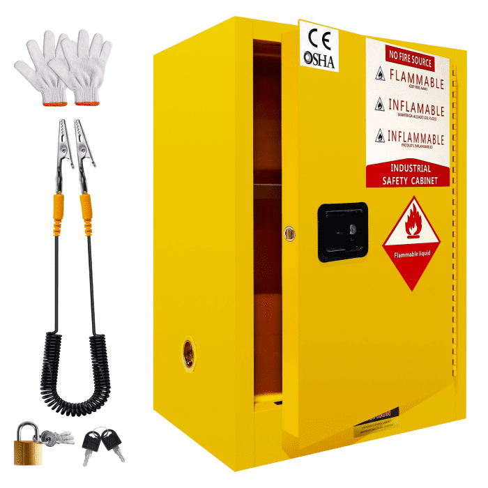Yellow Flammable Liquid Explosion Proof Cabinet, 12-Gallon, Cold-Rolled ...