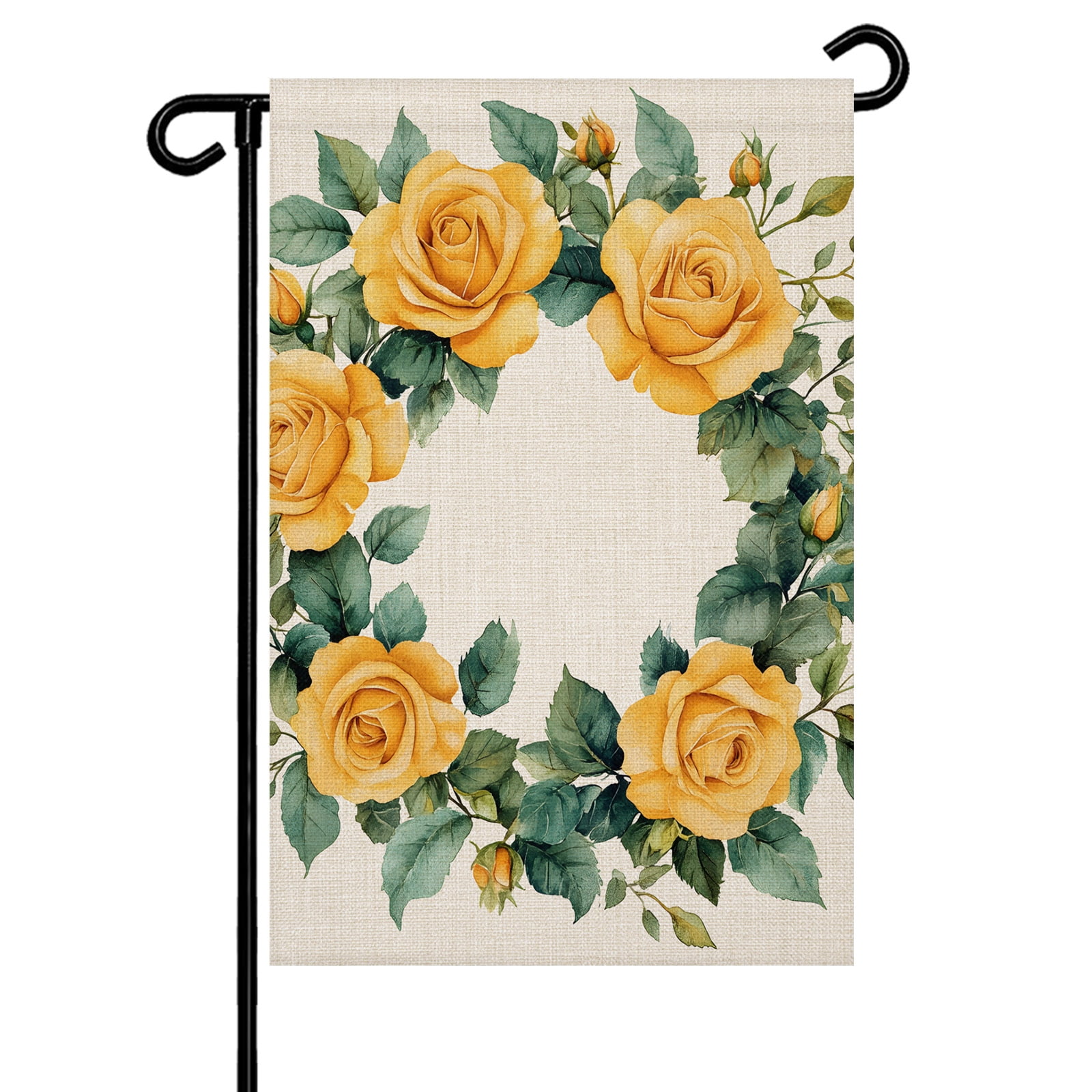 Yellow Floral Garden Flag 12x18 Inch Spring Wreath Double Sided Small ...