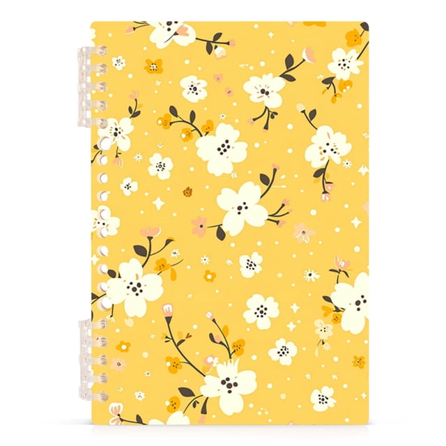 Yellow Floral Ring Binder Notebook Journey Note Diary College Ruled ...