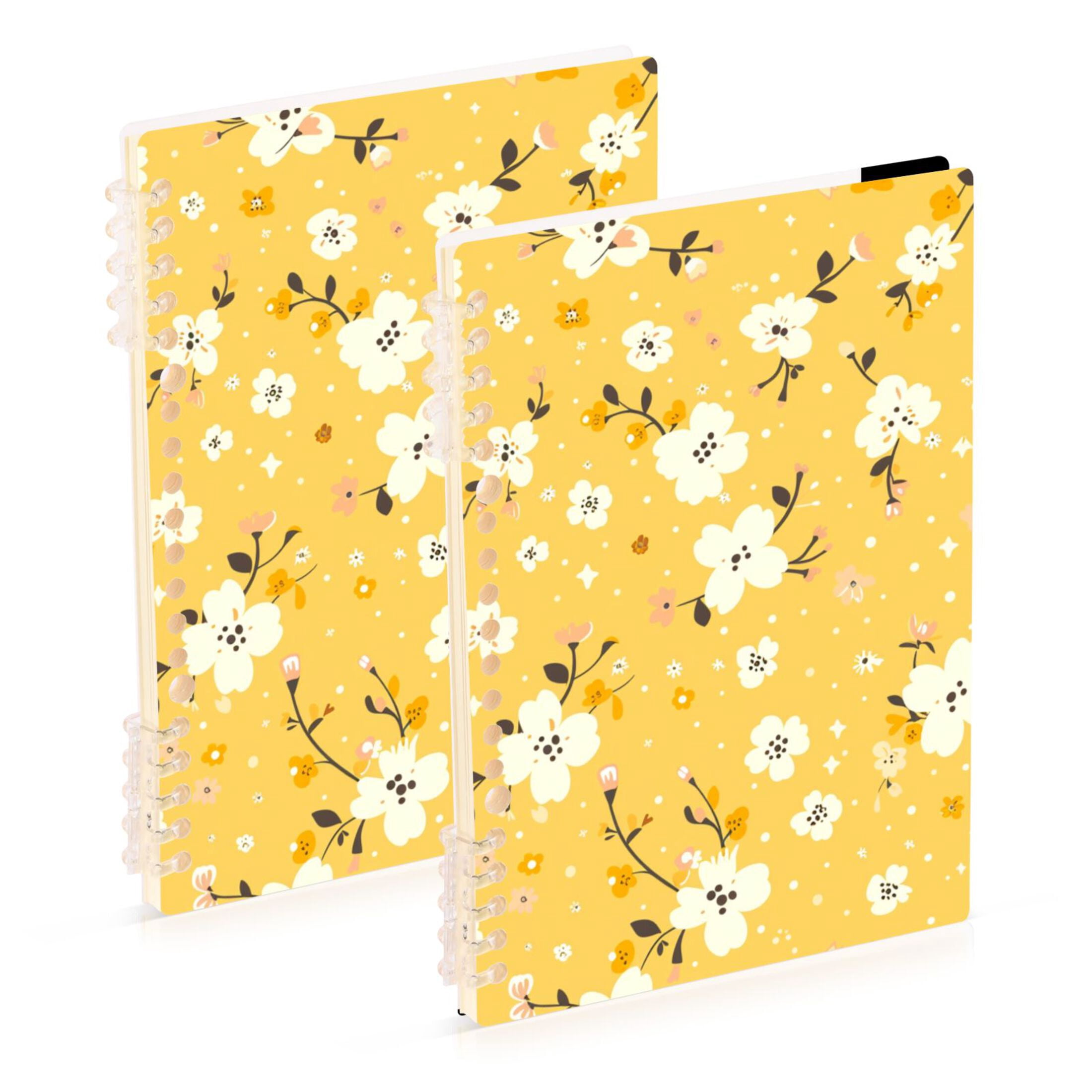 Yellow Floral Ring Binder Notebook Journey Note Diary College Ruled ...