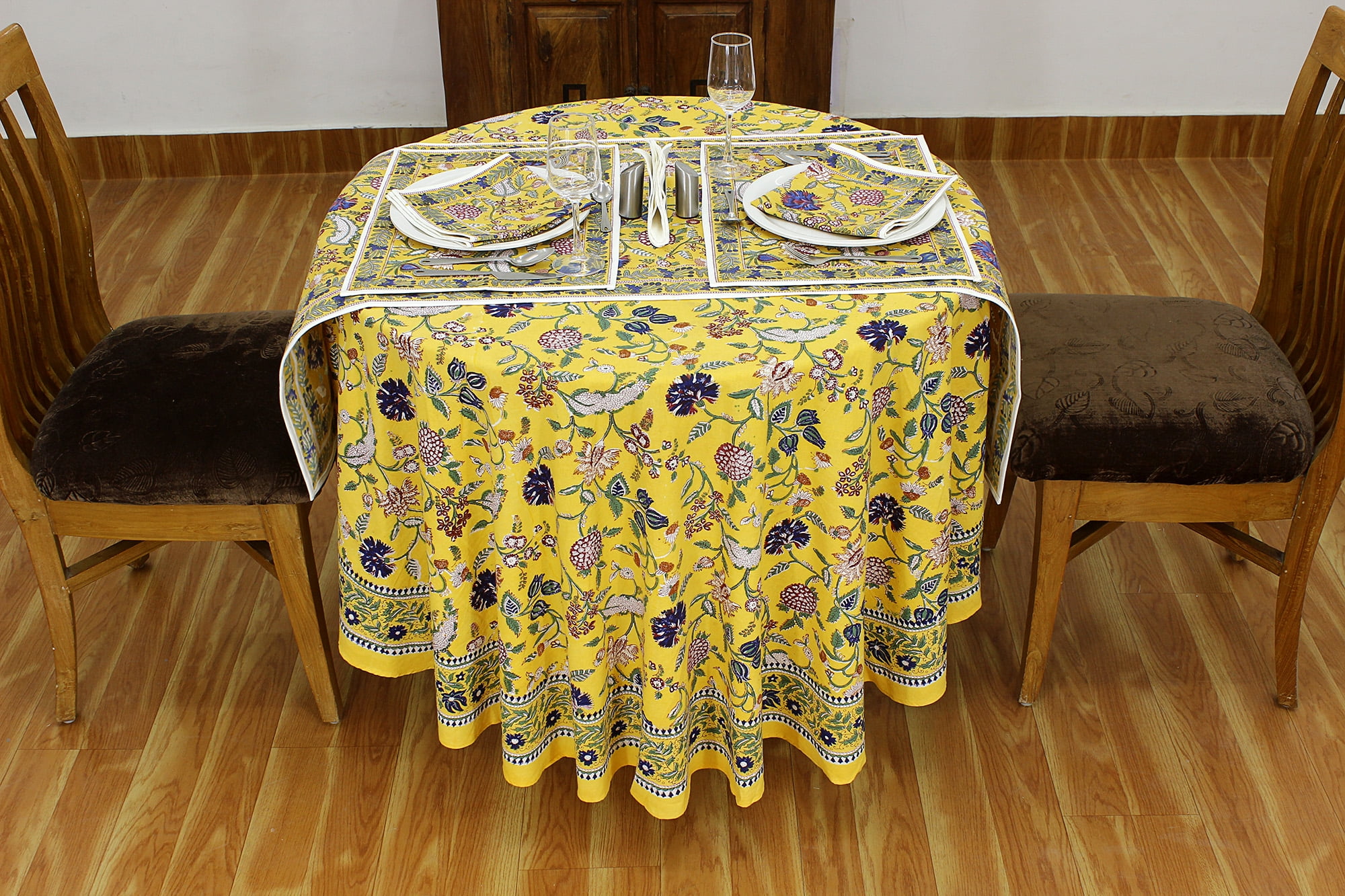 Yellow Floral Table Cloth, Luxury Round Table Cloth, Wedding Table ...
