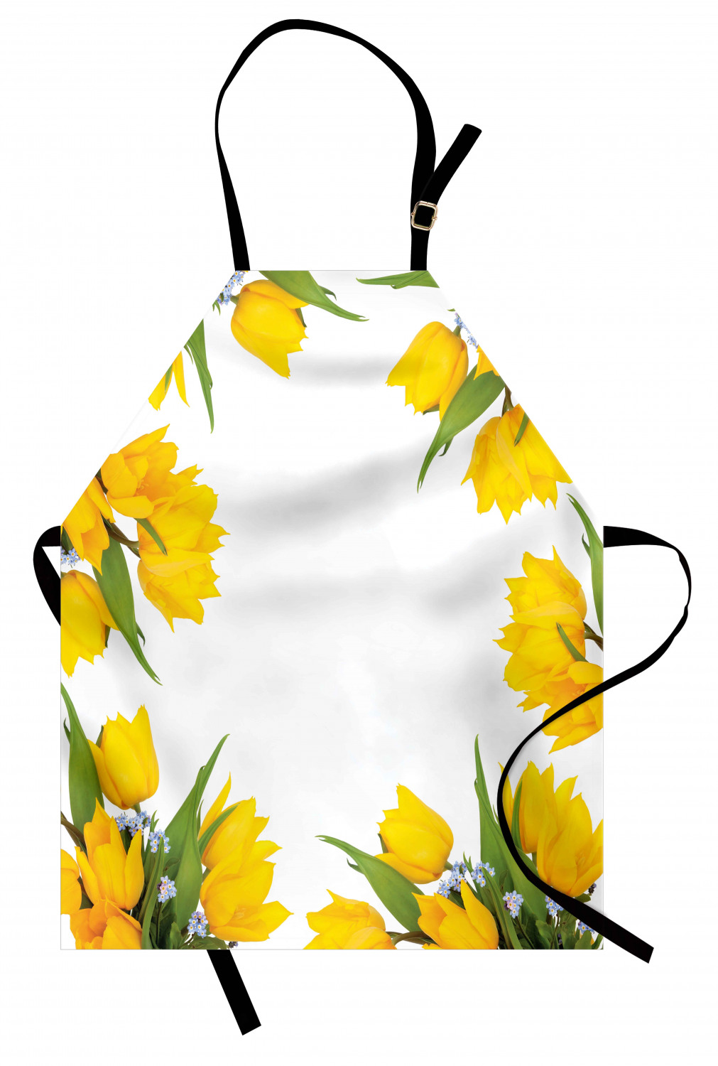Yellow Flower Apron Abstract Frame Yellow Tulip and Blue Forget Me Knot ...