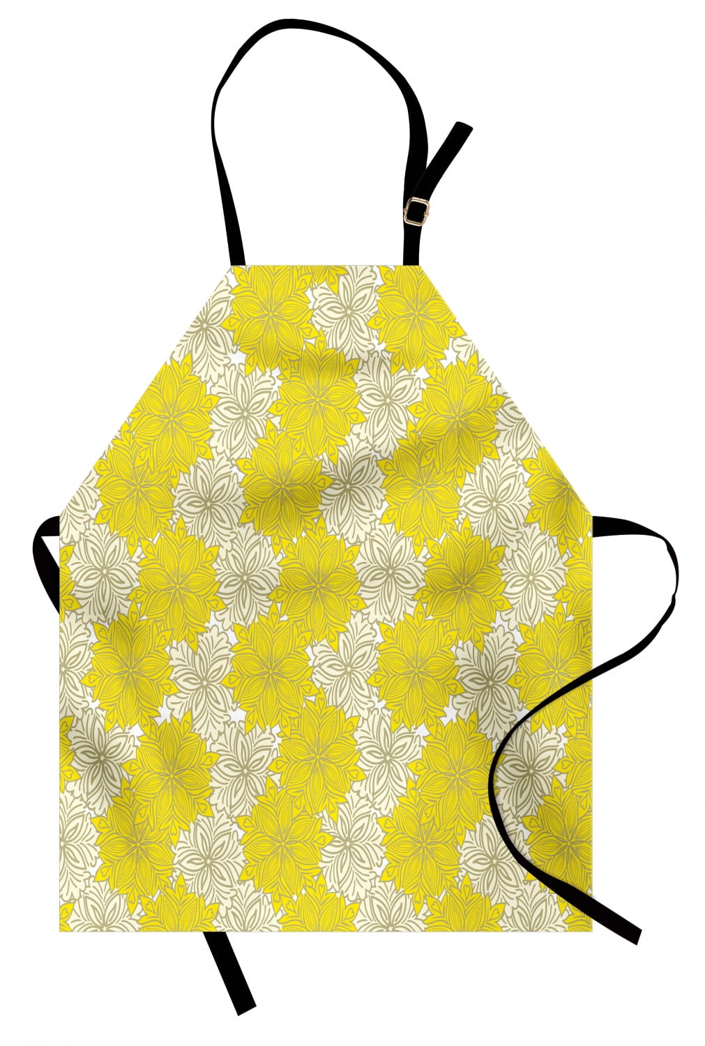 Yellow Flower Apron Fresh Garden Pattern with Two Shaded Motifs Lively ...