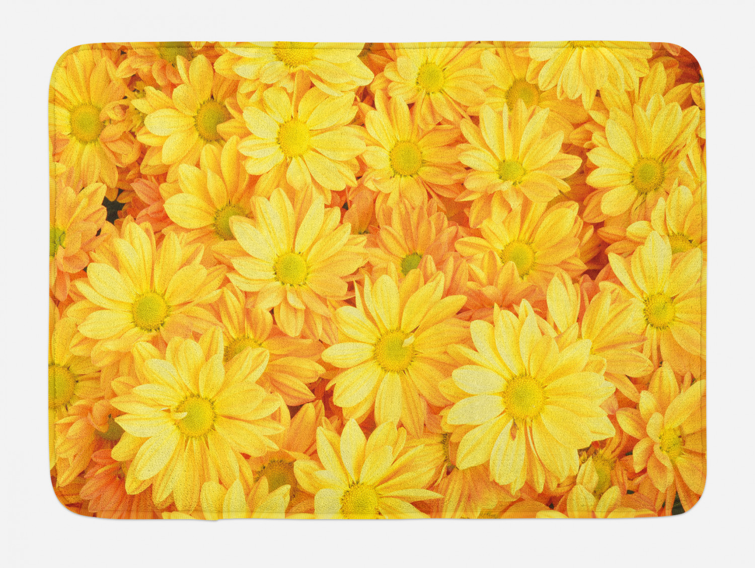 Yellow Flower Bath Mat, Lively Daisies Fresh Bouquets with Natural ...