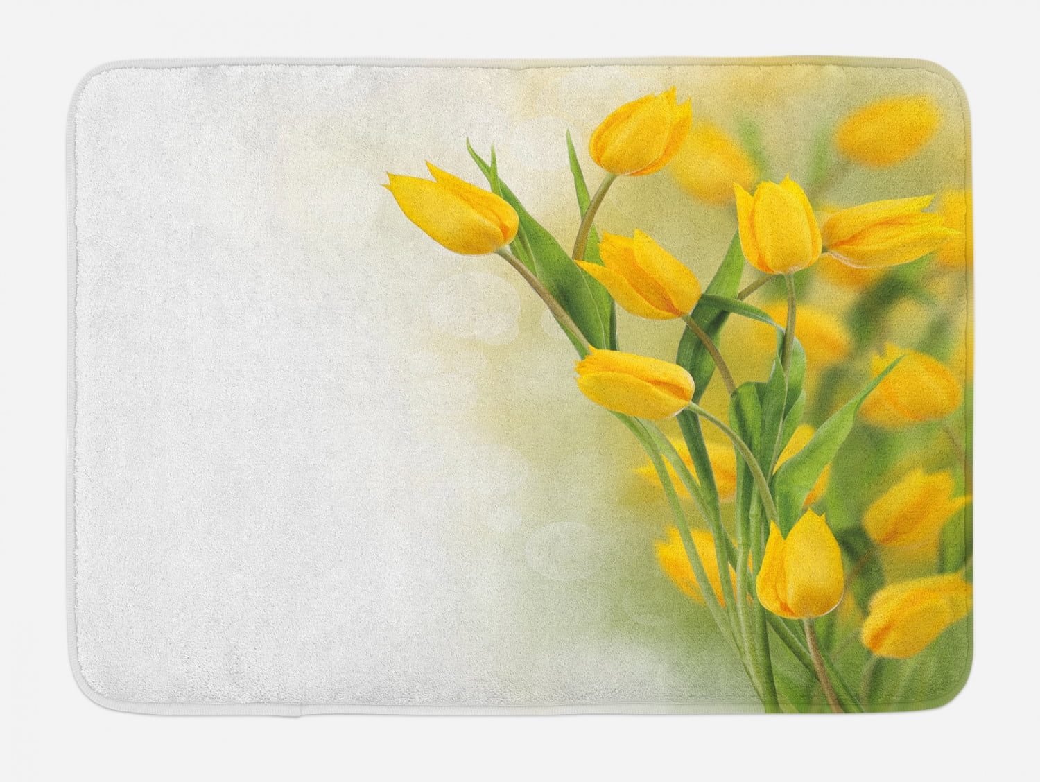 Yellow Flower Bath Mat, Romantic Tulip Bouquet Famous Plant of ...
