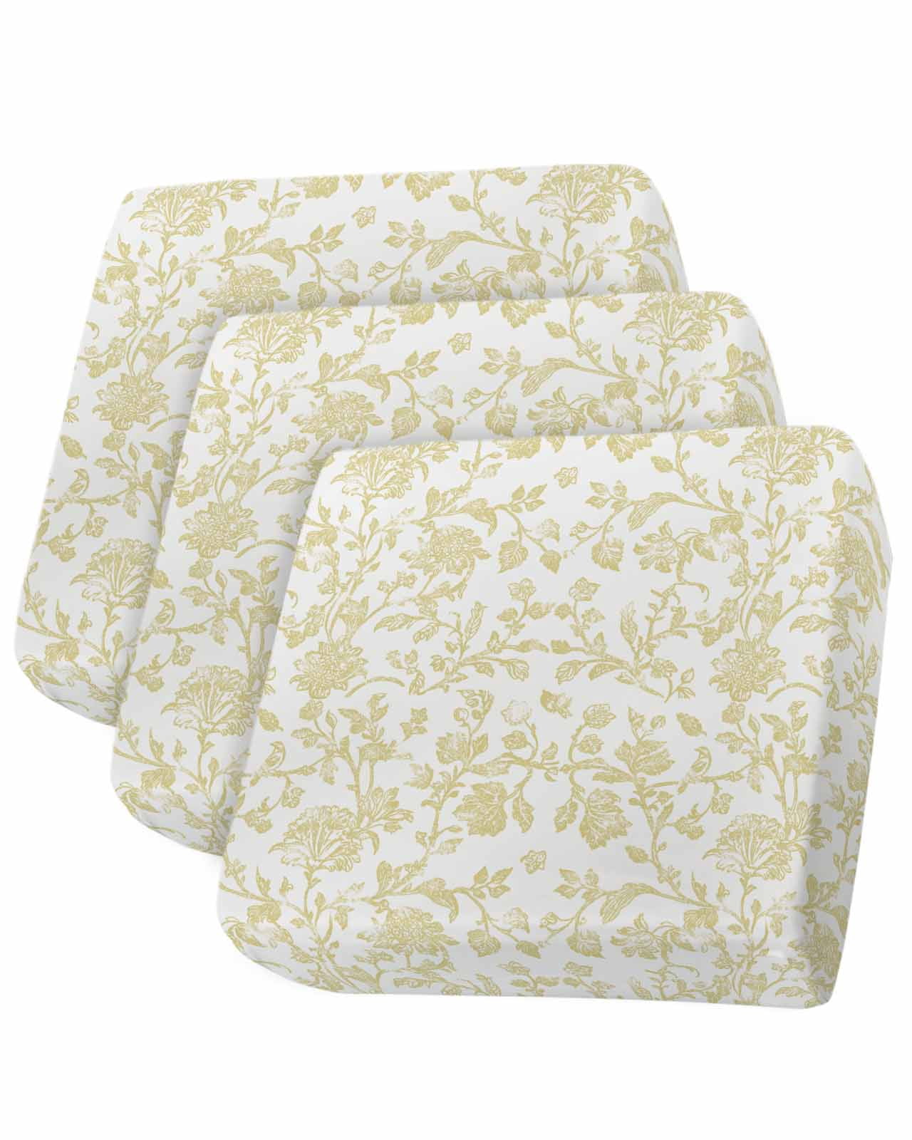 Yellow Flower Sofa Couch Cushion Covers Washable, Removable Stretchable ...