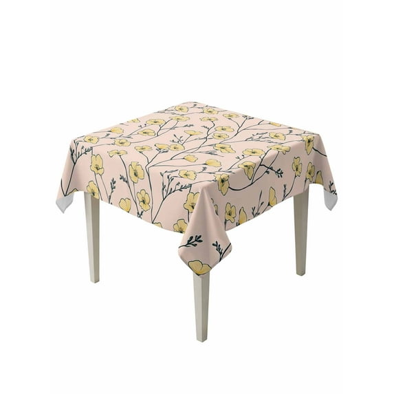 Yellow Flower Table Cloth, Tree Branch Leaves Spring Botanical Plant ...