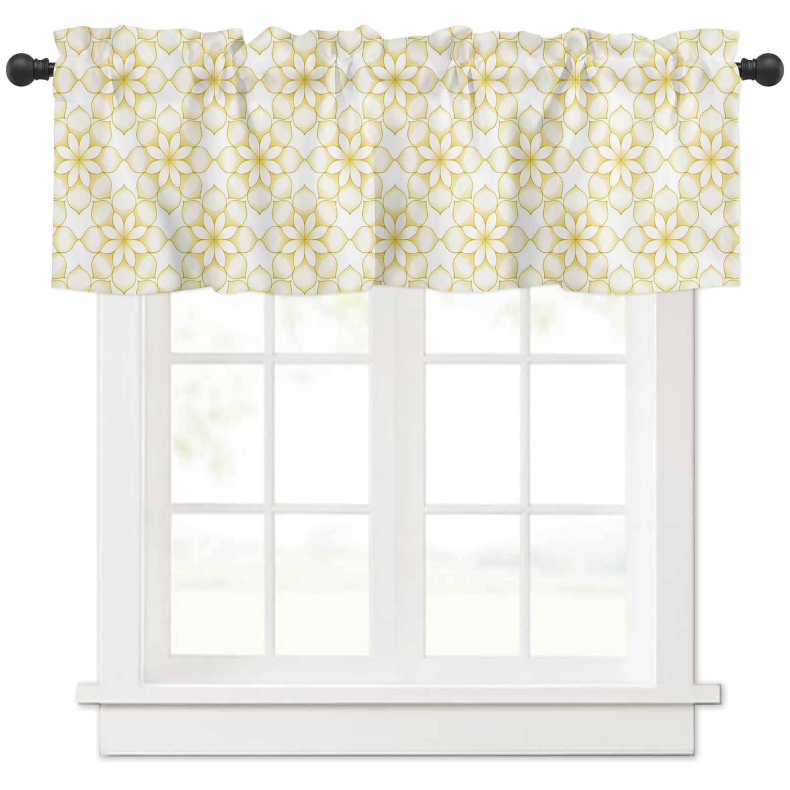 Yellow Flower Valances for Windows Farmhouse Kitchen Curtains Valances ...