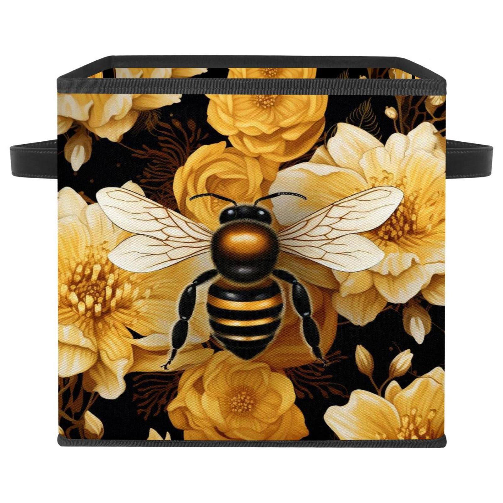 Yellow Flowers Bee Storage Bins, Extra Large Closet Storage Cube for ...