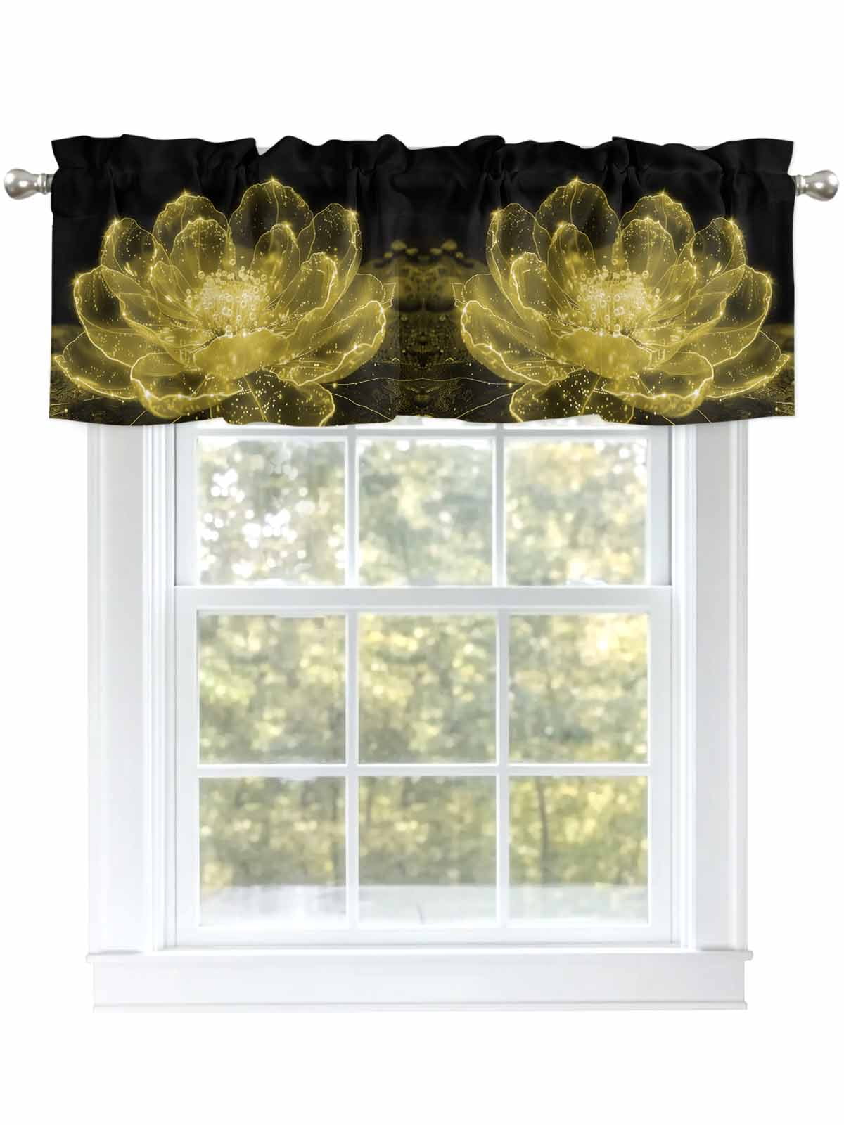 Yellow Flowers Curtain Valances for Window, Farmhouse Window Valance ...
