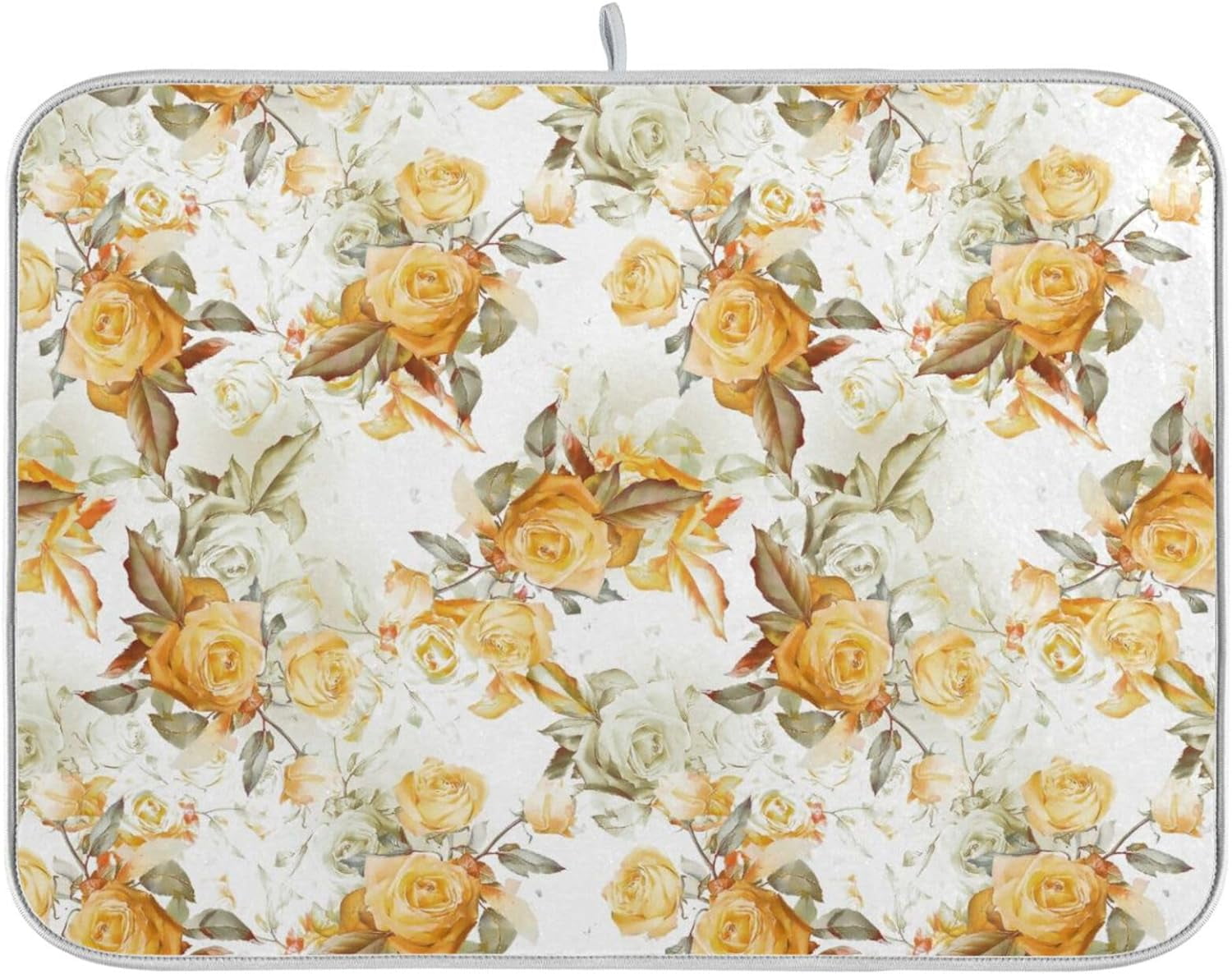 Yellow Flowers Dish Drying Mat for Kitchen Counter, Ultra Absorbent ...