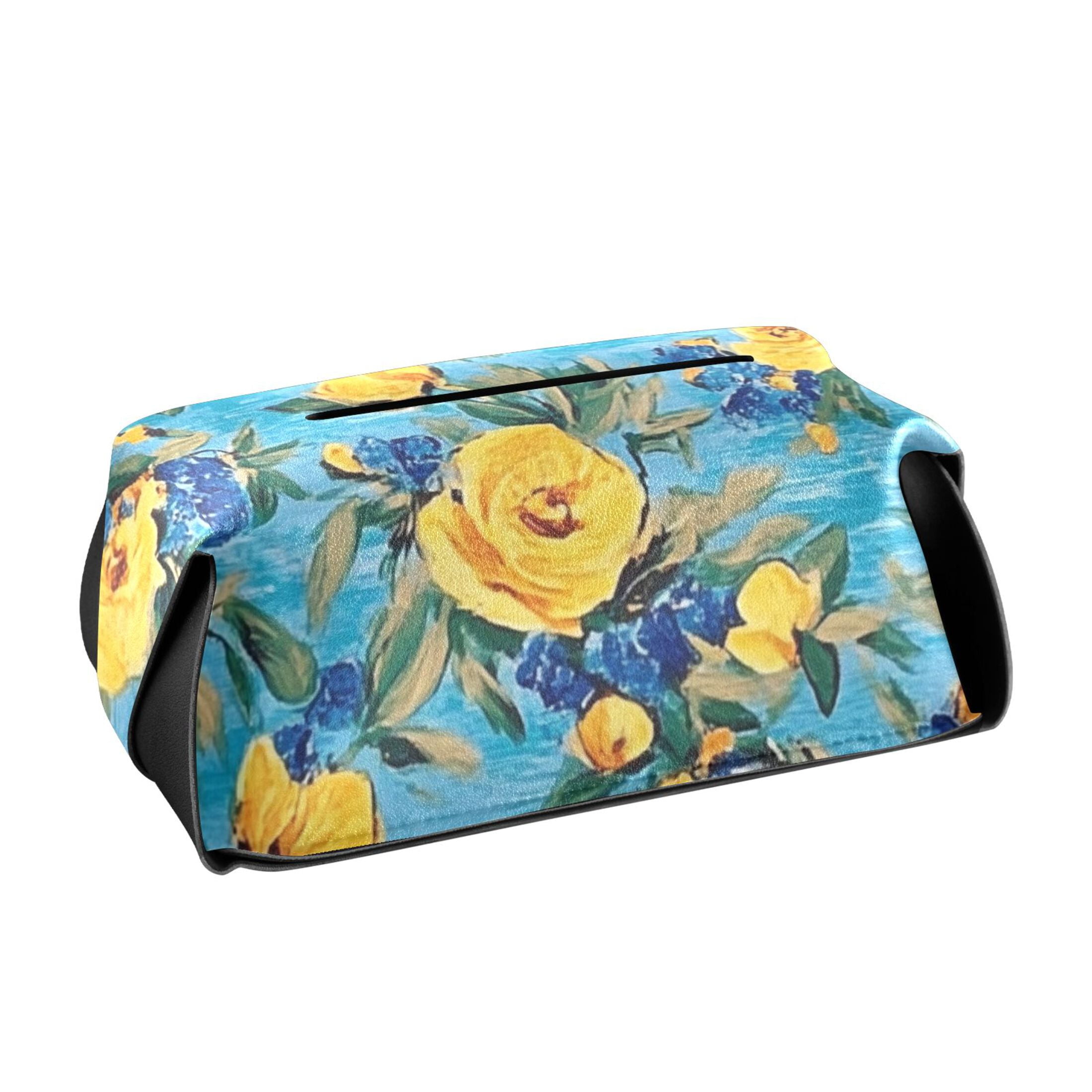 Yellow Flowers Oil Painting Tissue Box Cover Leather Square Rectangle ...