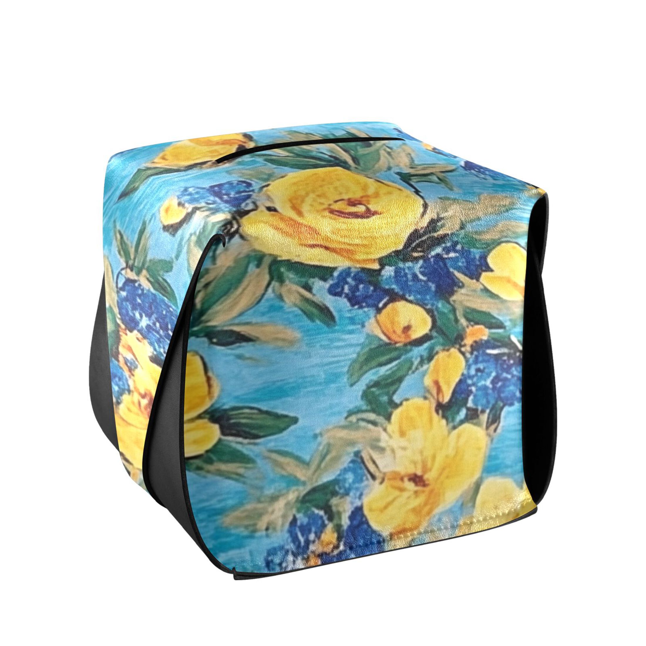 Yellow Flowers Oil Painting Tissue Box Cover Leather Square Rectangle ...