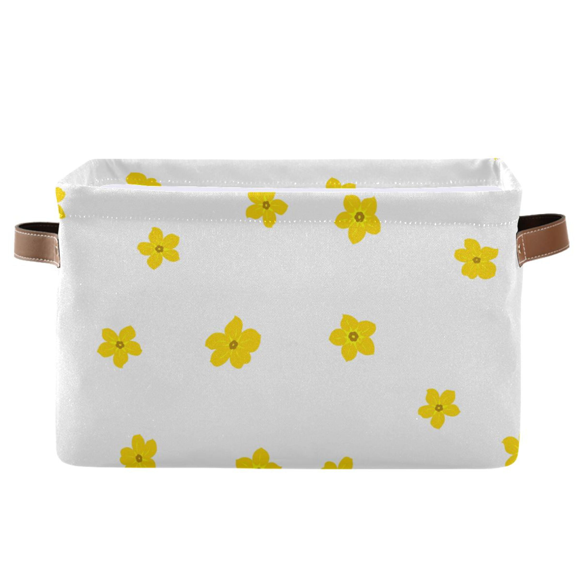 Yellow Flowers Storage Basket Large Bin Laundry Boxes Toys Foldable ...