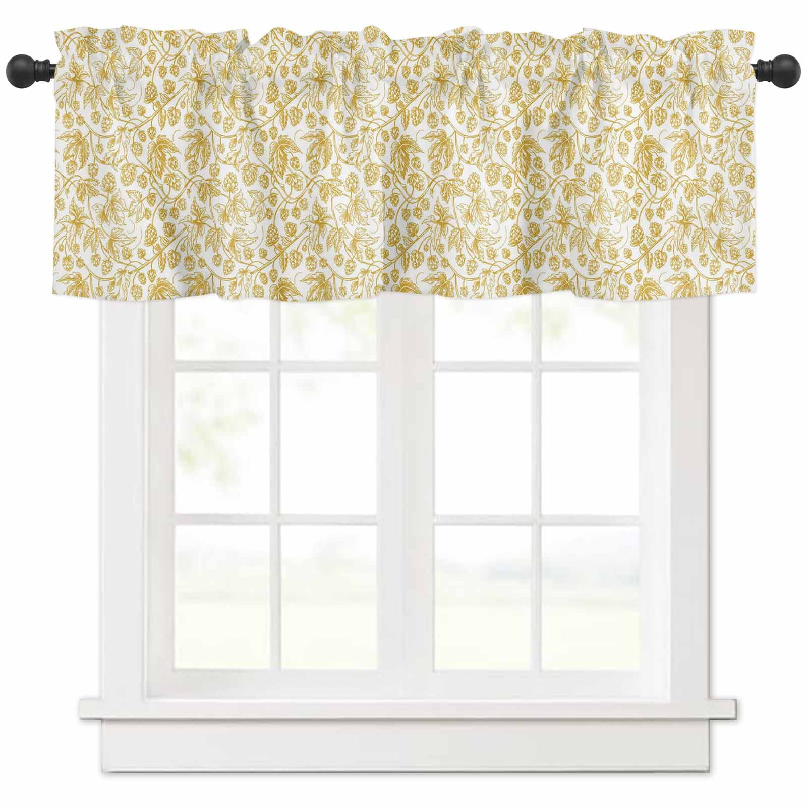Yellow Flowers Valances for Windows Farmhouse Kitchen Curtains Valances ...