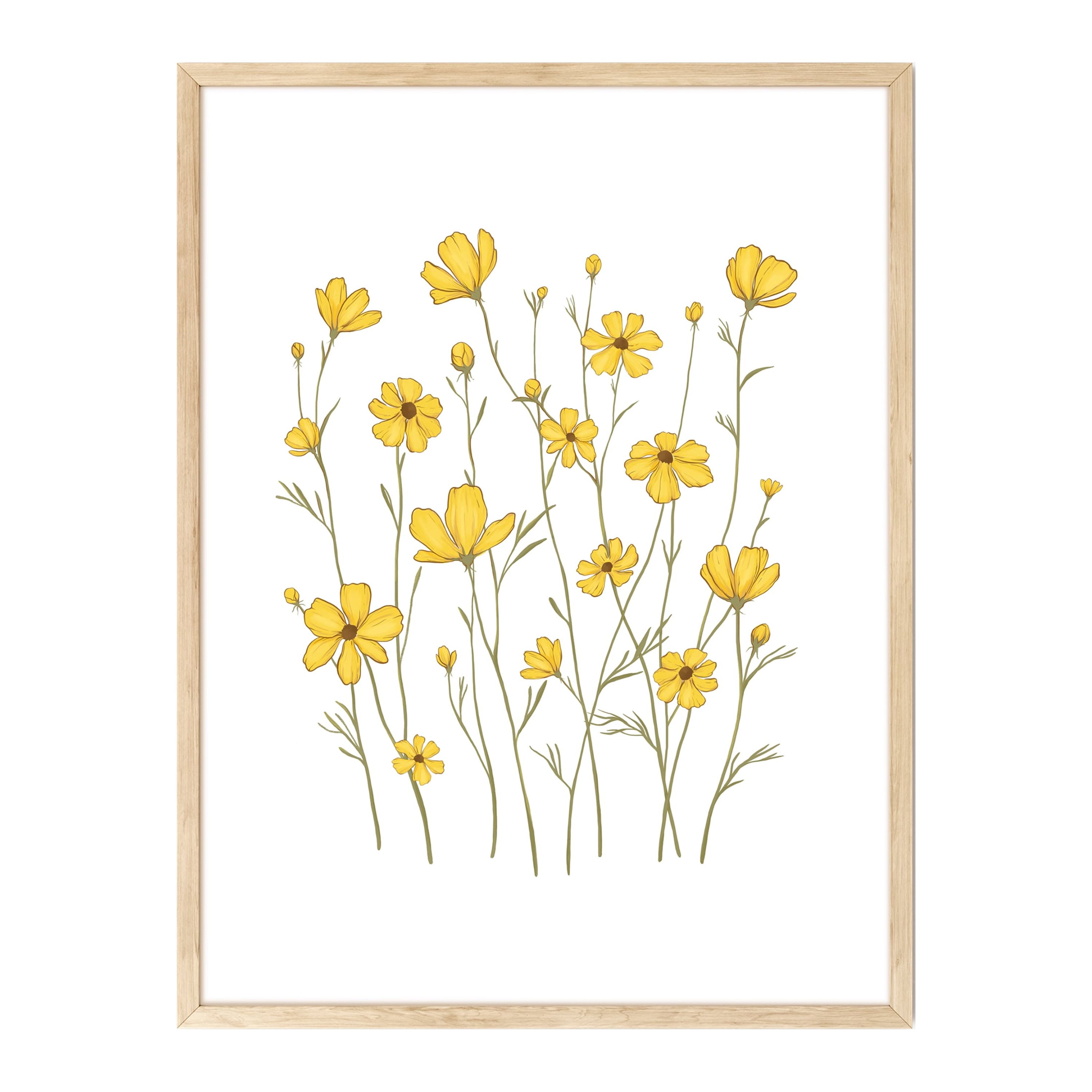 Yellow Flowers Wall Art Sunflower Poster - by Haus and Hues Yellow Wall ...