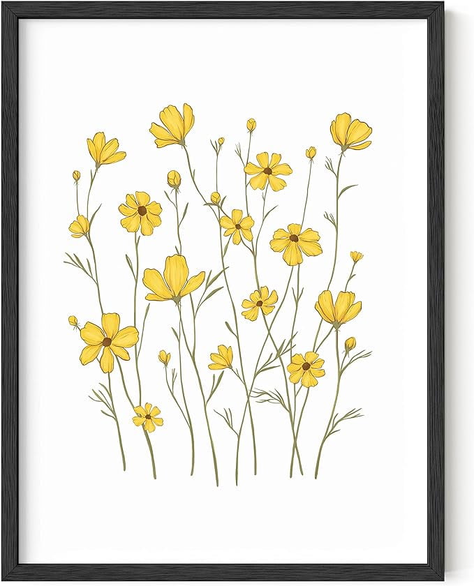 Yellow Flowers Wall Art Sunflower Poster - by Haus and Hues Yellow Wall ...
