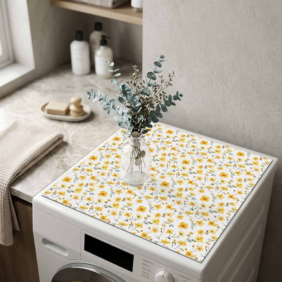 Yellow Flowers Washer and Dryer Top Protector Mat, 27