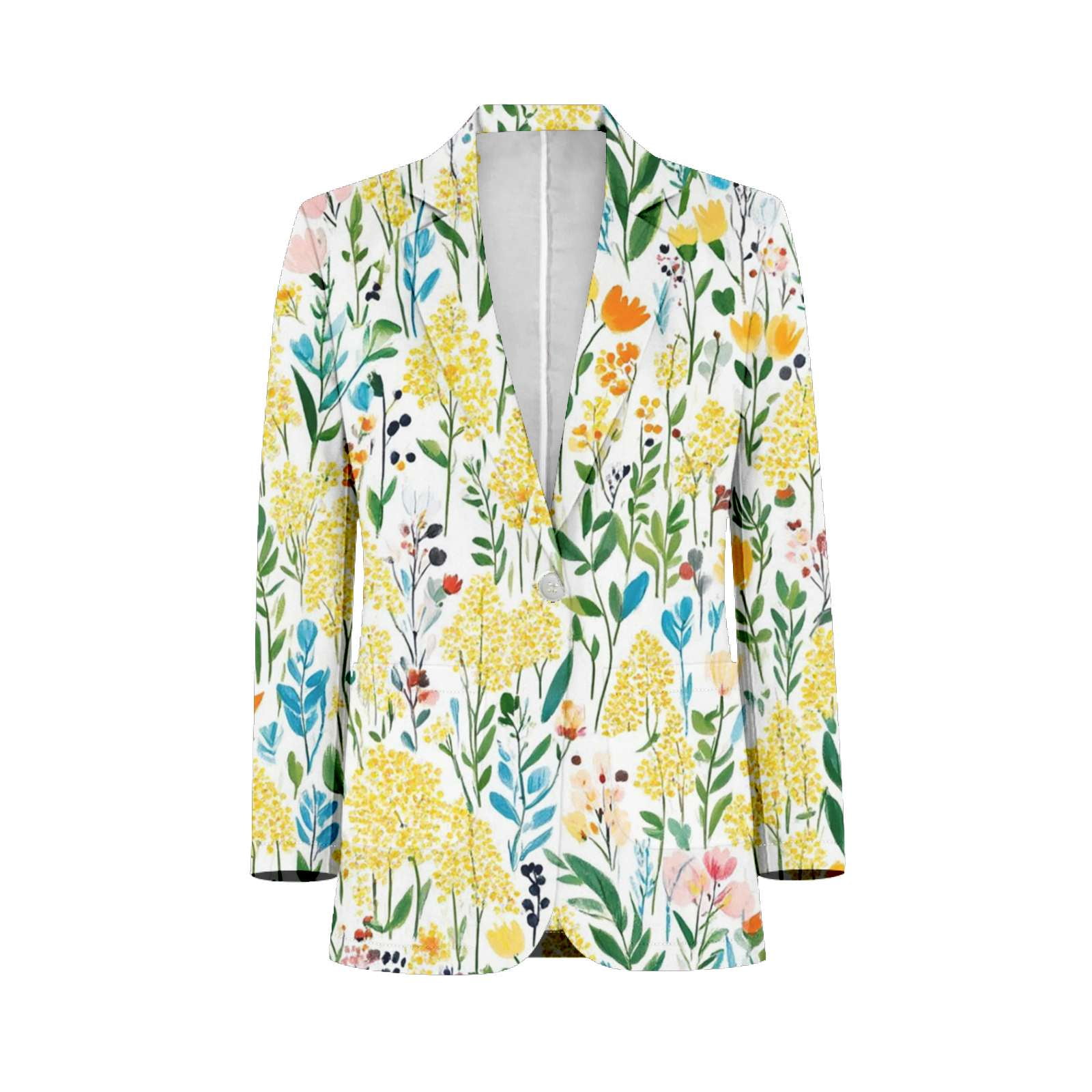 Yellow Flowers White Background Floral Pattern Customized Men's Suits ...