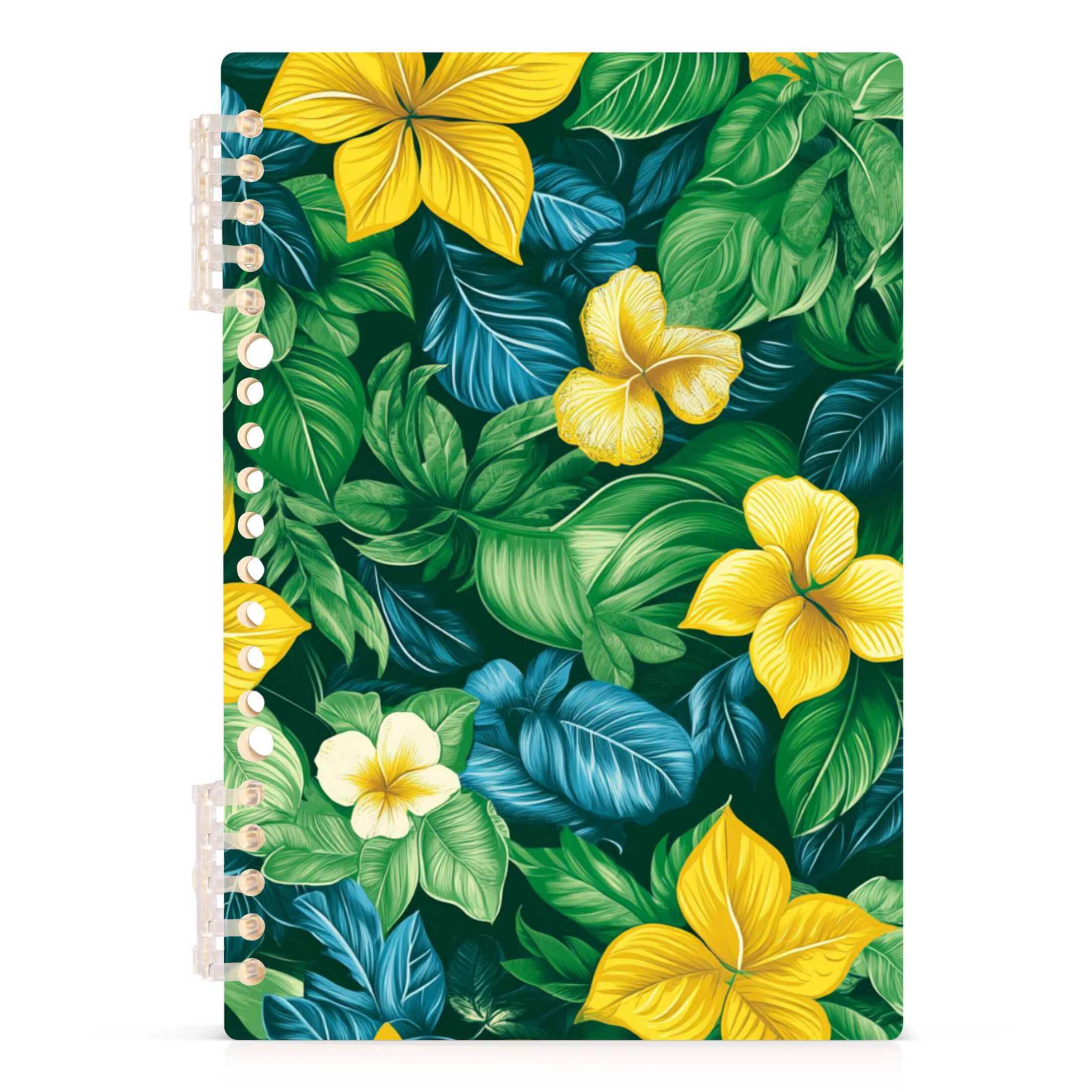 Yellow Flowers and Green Leaves Lined Spiral Journal Notebook 60 Pages ...