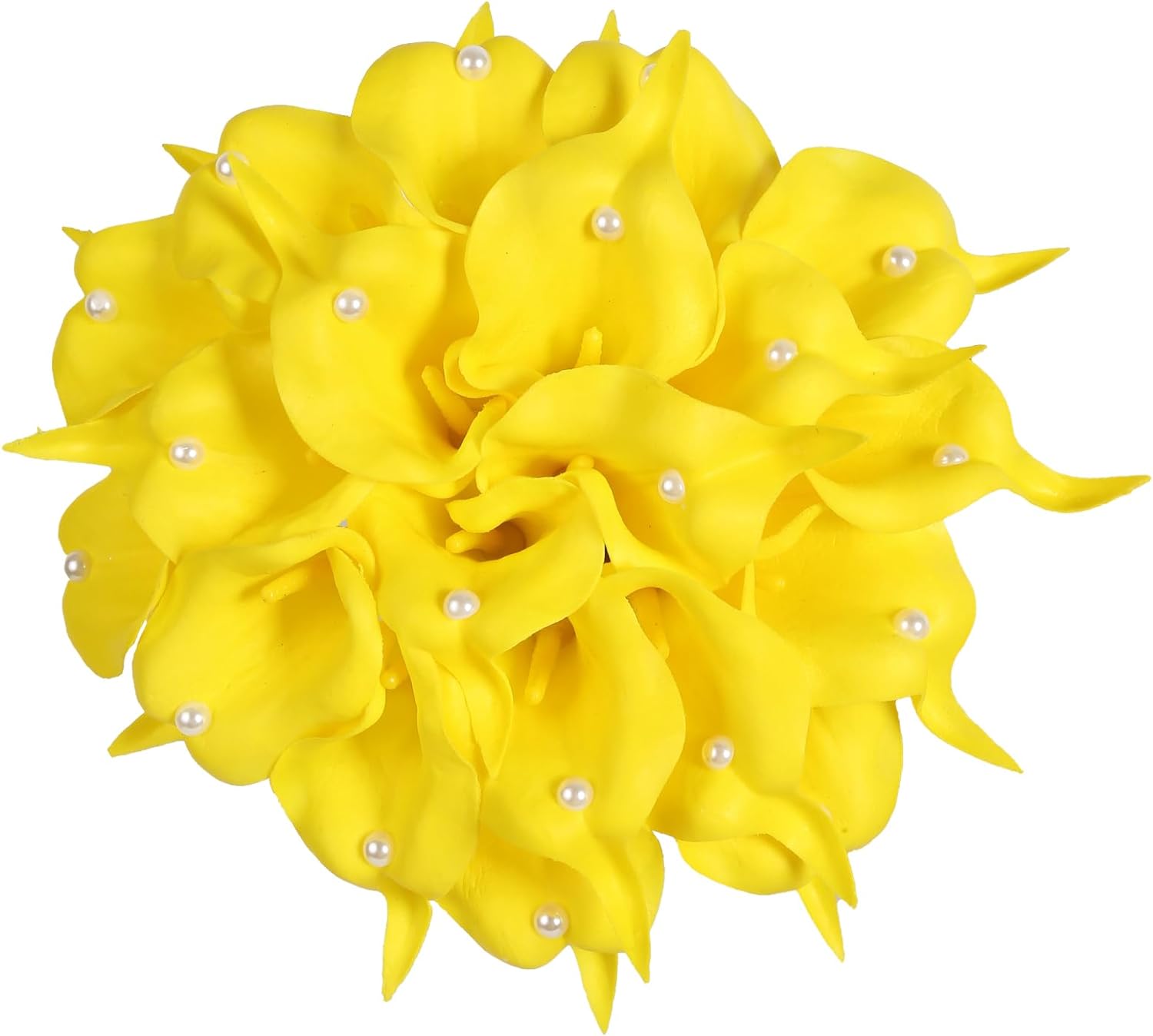 Yellow Flowers with Pearl Calla Lily Artificial Flowers Real Touch Fake ...